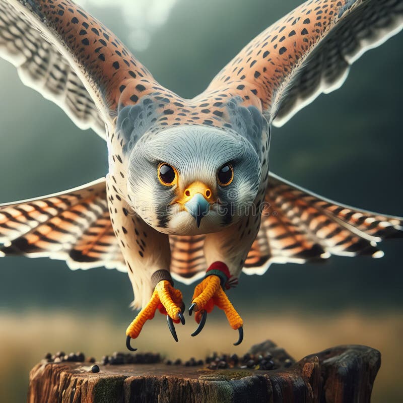 A Majestic Falcon Diving Towards Its Prey Its Sharp Eyes Focused Stock ...