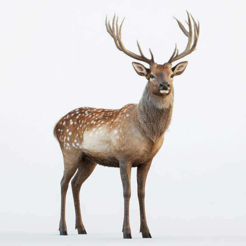 Majestic Fallow Deer Buck on White Background Stock Illustration ...