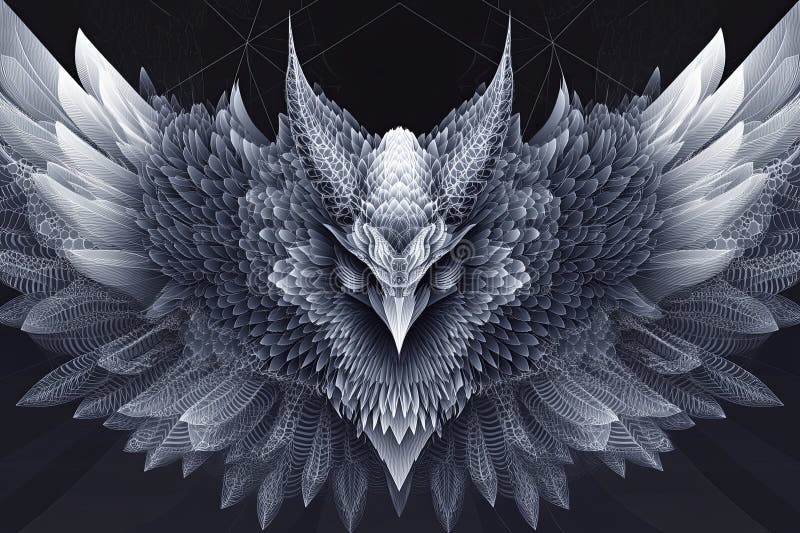 Majestic Feathered Mythical Creature with Outstretched Wings Stock ...