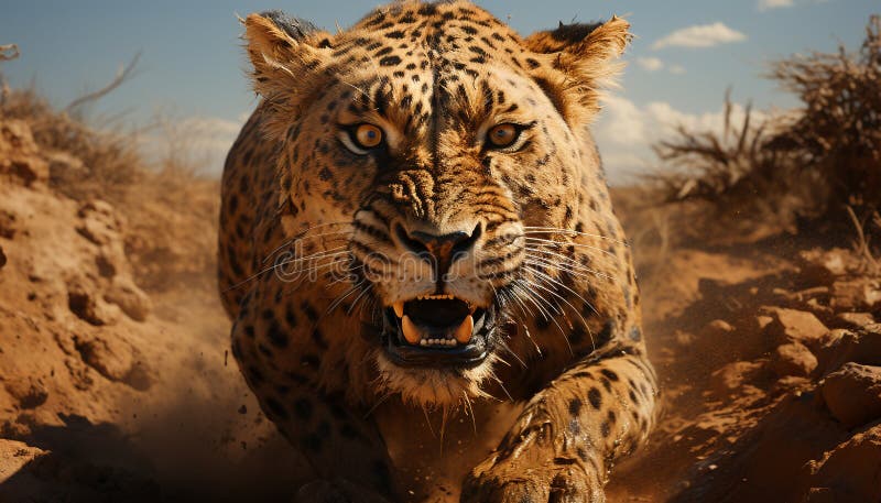 Majestic Feline Walking in the Wilderness, Eyes Focused on Prey ...