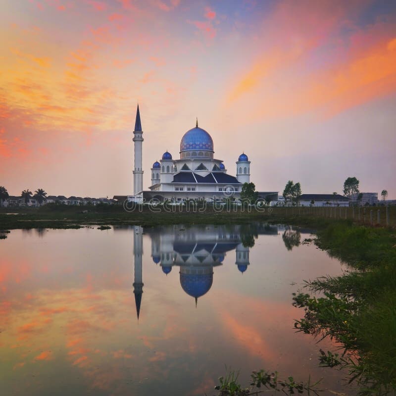Majestic Floating Mosque during Sunset Stock Image - Image of malaysia ...