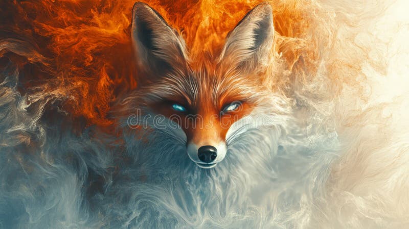 Majestic Fox Emerging from Fire and Ice, a Surreal Wildlife Portrait ...