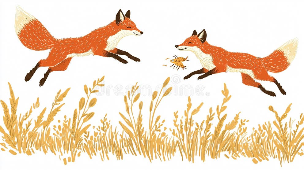 Majestic Fox Leaping To Catch Prey on White Background Stock Image ...