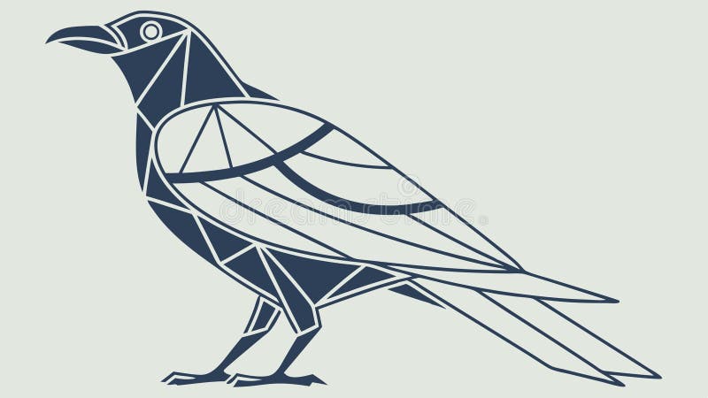 Majestic Geometric Raven Perched Vector Illustration, Vector Design ...