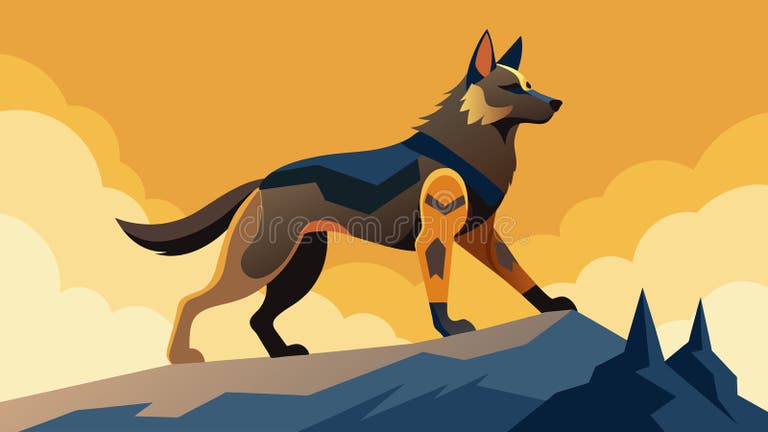 A Majestic German Shepherd Confidently Traversing Uneven Terrain with ...