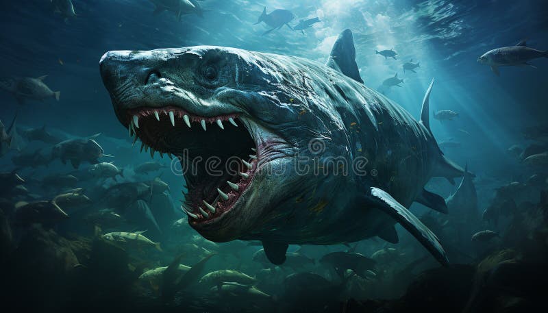 Majestic Giant Dinosaur, Teeth of Death, Underwater Confrontation, Fear ...