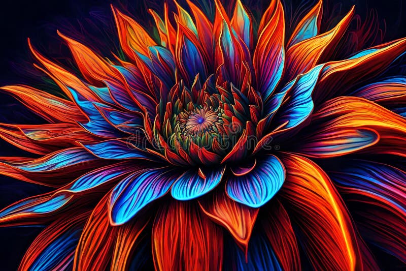 A Majestic Giant Flower in Vibrant Glow Against a Solid Backdrop Stock ...