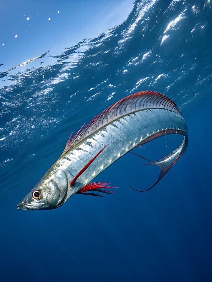 Majestic Giant Oarfish in Ocean Depths Captured in Dramatic Side ...