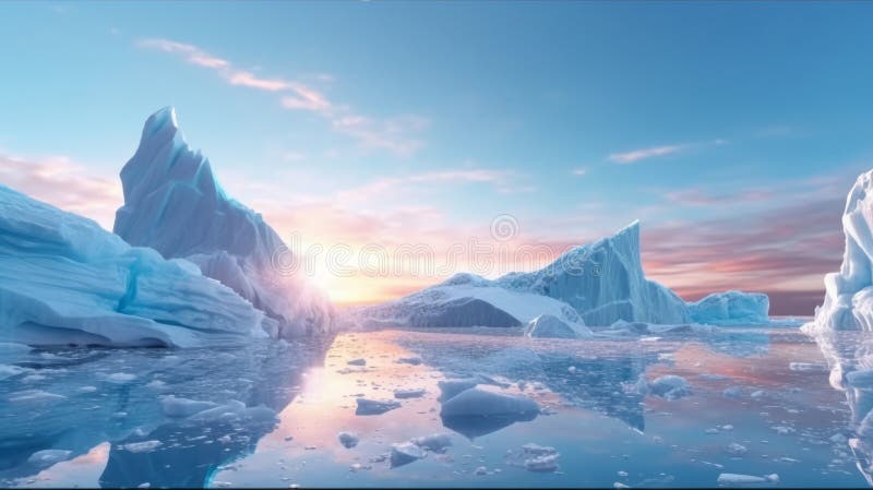 A Majestic Glacier and the Ice Cold Sea. Generative AI Stock ...