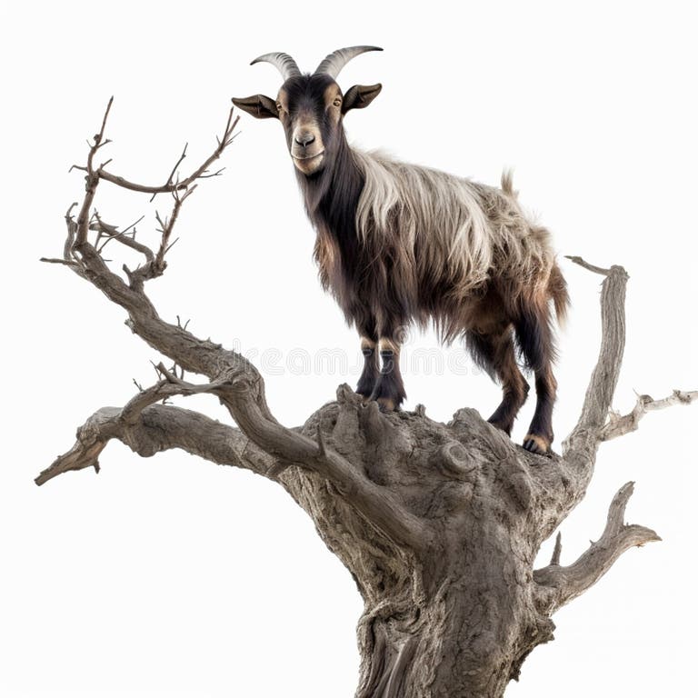 Majestic Goat Perched on a Tree Stump Created with Generative AI Stock ...