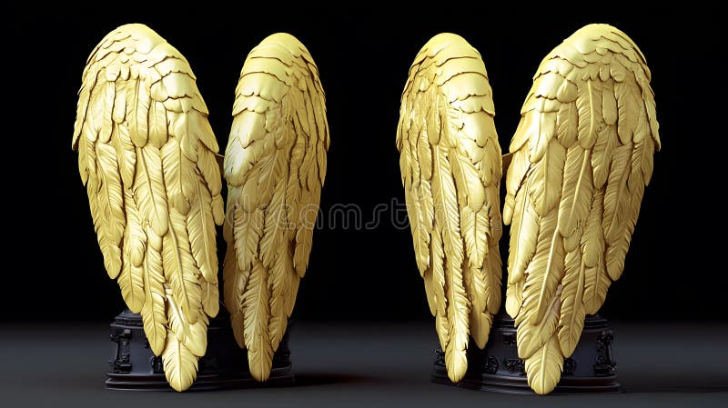 Majestic Golden Angel Wings Display Stock Illustration - Illustration ...