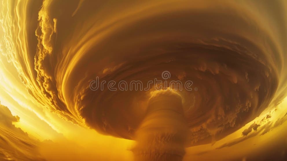 Majestic Golden Cloud Vortex in a Sunset Sky Stock Photo - Image of ...