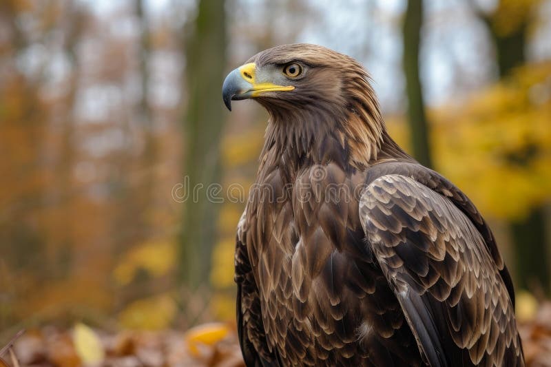 Majestic Golden Eagle in Autumn Forest Stock Photo - Image of animal ...