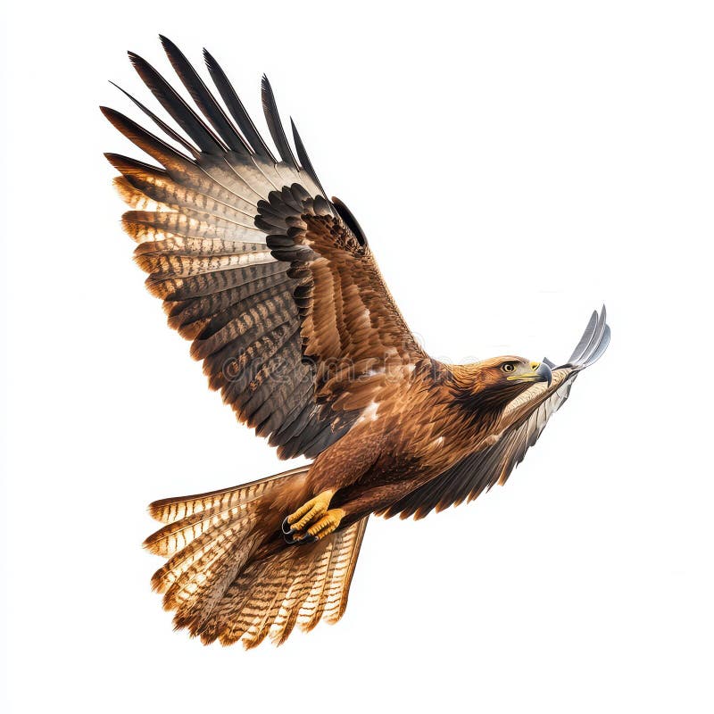 Majestic Golden Eagle in Flight Powerful Wings Soaring High Stock ...