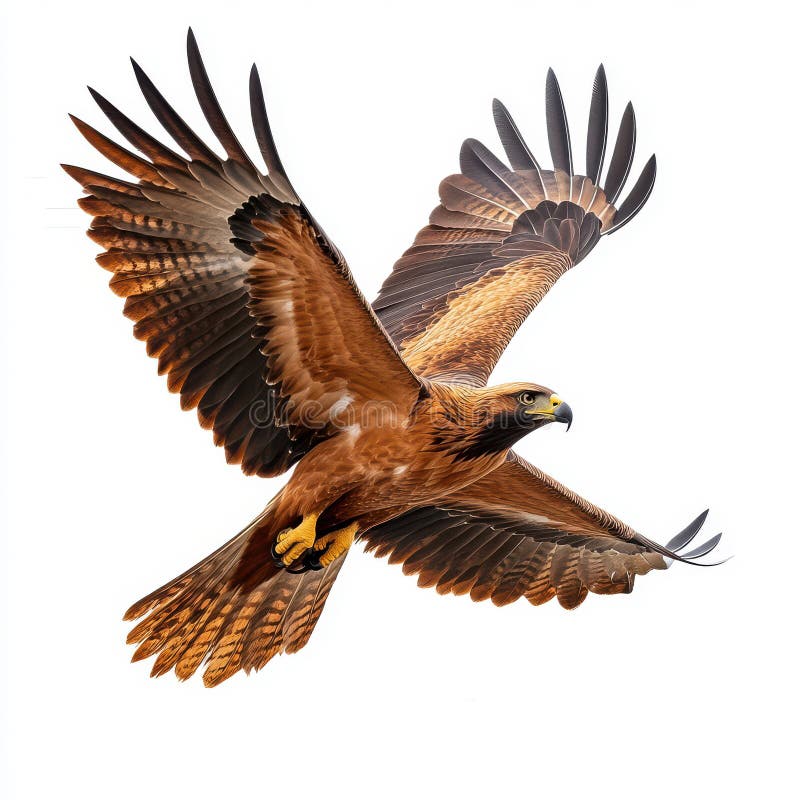 Majestic Golden Eagle in Flight Wings Spread Wide Soaring High Stock ...