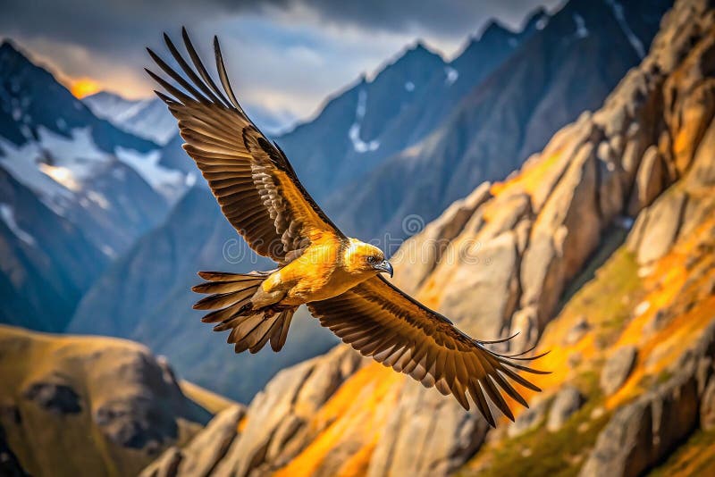 Majestic Golden Eagle Soaring Above Mountain Peaks Stock Illustration - Illustration of golden ...