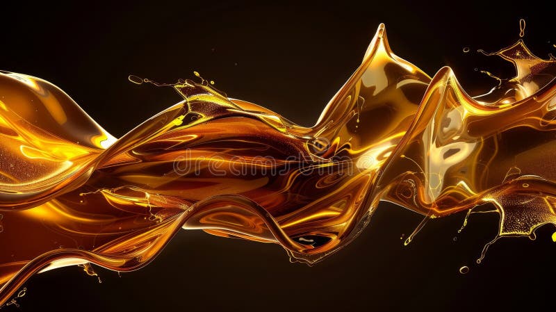 Majestic Golden Liquid Splash on Dark Background Stock Image - Image of ...