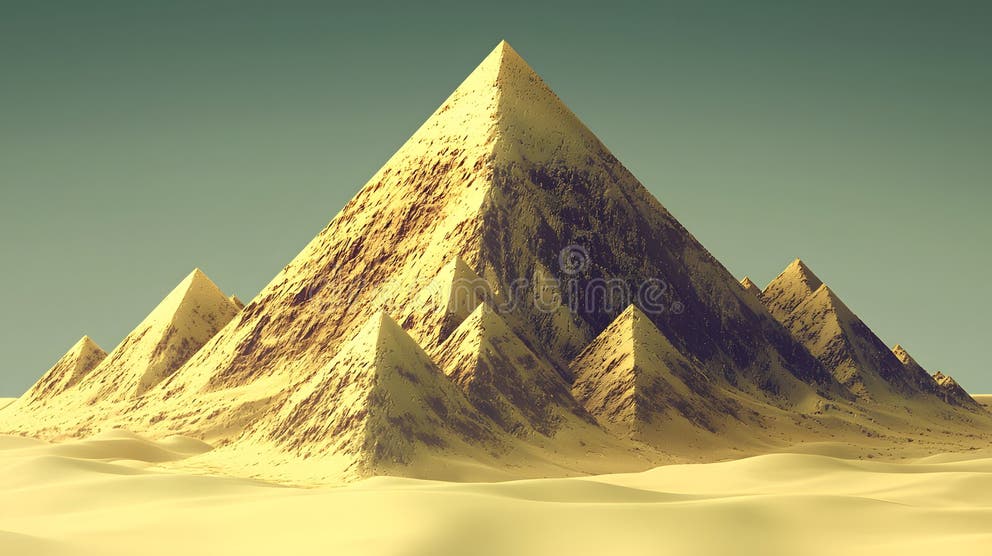 Majestic Golden Pyramids Under a Clear Sky Stock Illustration ...