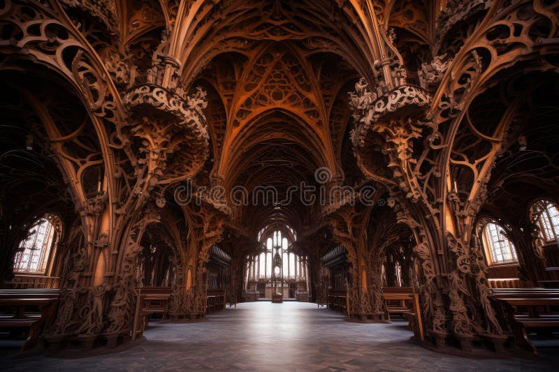 Majestic Gothic Architecture of Cathedral Interior Stock Photo - Image ...