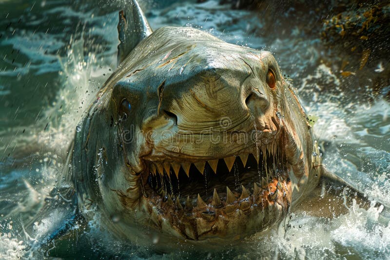 Majestic Great White Shark Captured in Ferocious Attack Posture with ...