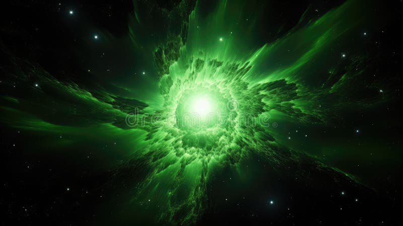 Majestic Green Nebula Explosion in Deep Space Stock Photo - Image of ...