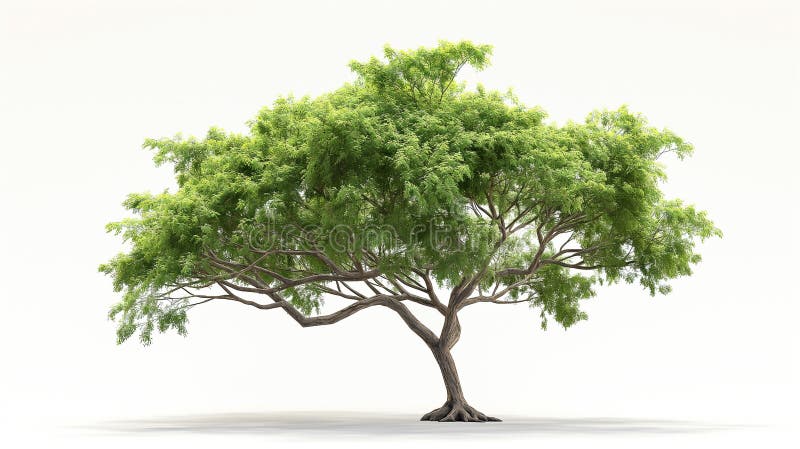 A Majestic Green Tree with Wide-spreading Branches, Standing Alone ...