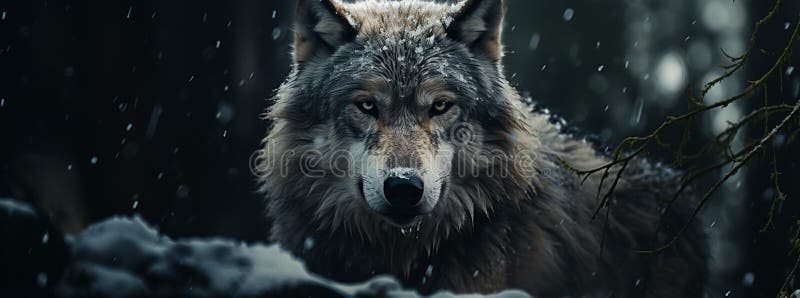 Majestic Grey Wolf in a Snowy Winter Landscape, AI-generated. Stock ...
