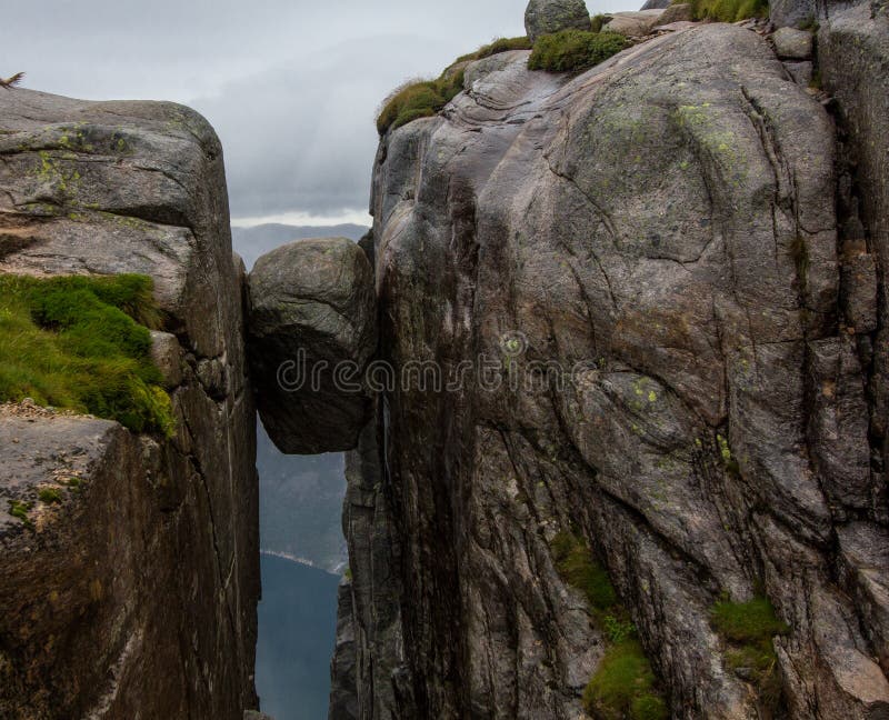 Majestic Hanging Stone, Kjerag, Norway Stock Photo - Image of ...