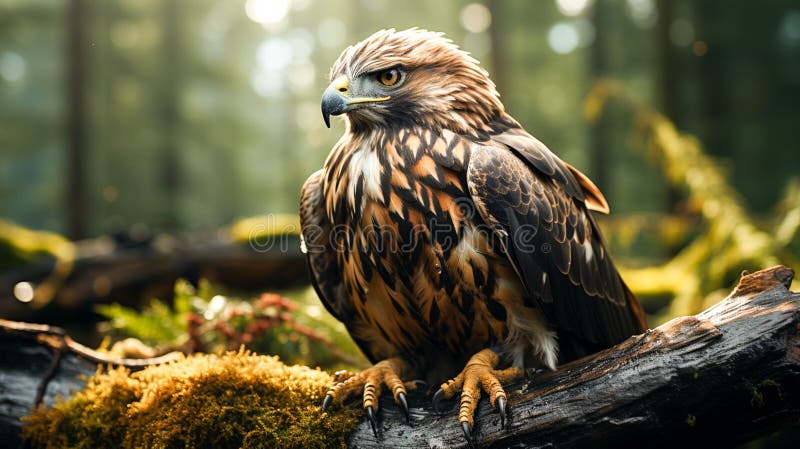 A Majestic Hawk Perching on a Branch Staring into the Camera Stock ...