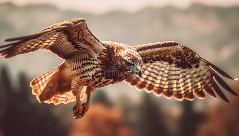Majestic Hawk Spreads Wings in Mid Air Freedom Generated by AI Stock ...