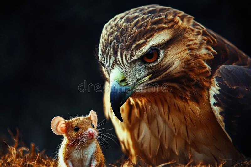 Majestic Hawk and Tiny Mouse a Predator Versus Prey Encounter in Nature ...