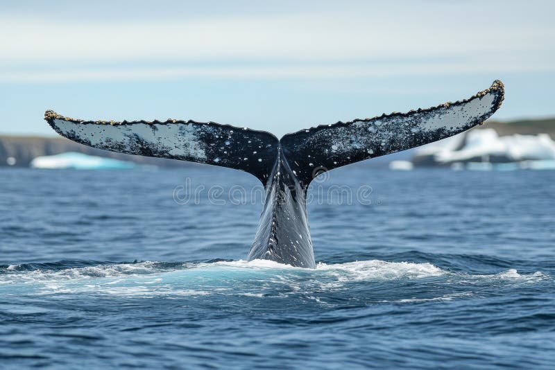 Majestic Humpback Whale Tail Emerging from the Ocean Waves in a Serene ...