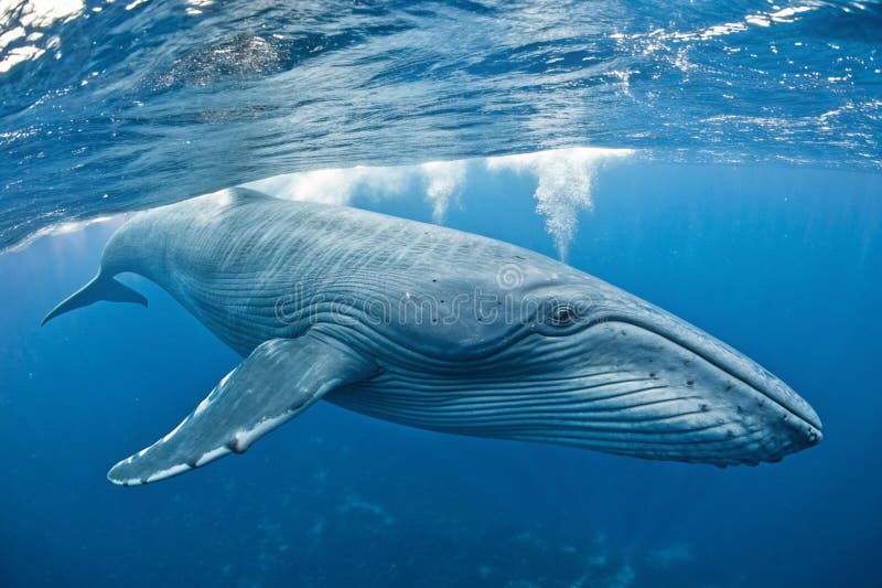 Majestic Humpback Whale Underwater in Vibrant Ocean Stock Image - Image ...