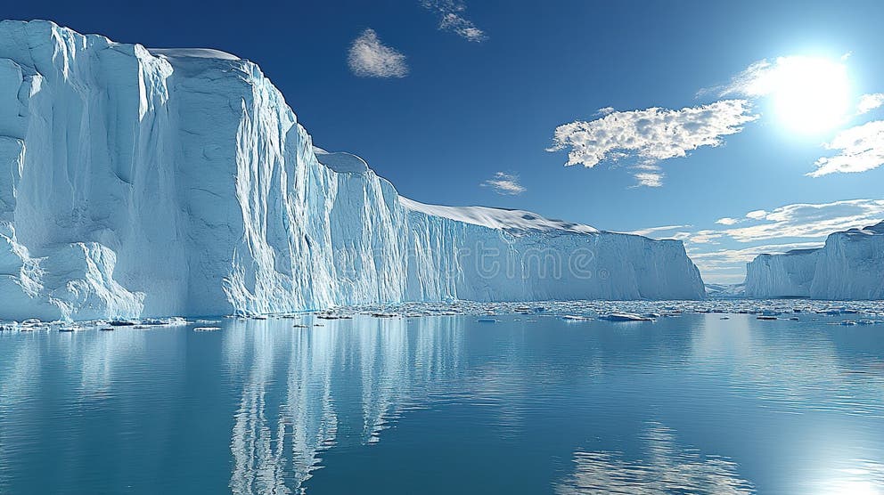 Majestic Ice Cliffs Reflecting in a Pristine Arctic Bay Stock ...