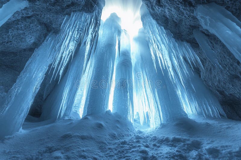 Majestic Ice Formations Illuminated by Soft Light Create an Enchanting ...