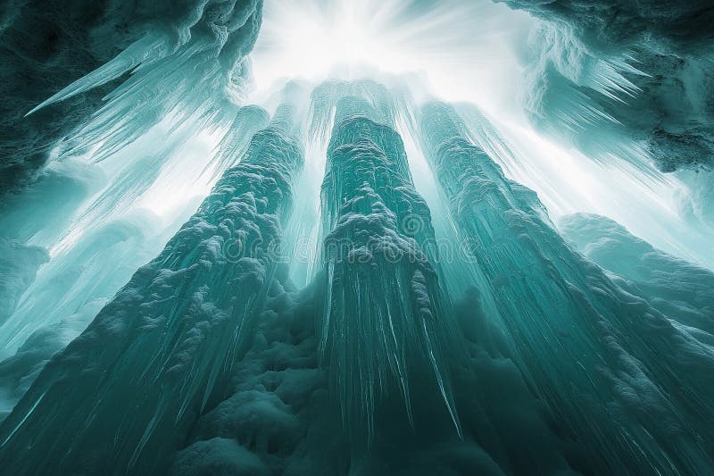 Majestic Ice Formations Illuminated by Soft Light Create an Enchanting ...