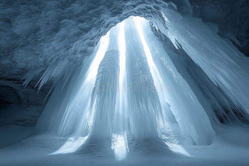 Majestic Ice Formations Illuminated by Soft Light Create an Enchanting ...