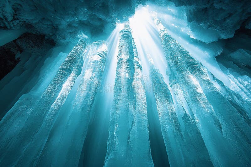 Majestic Ice Formations Illuminated by Soft Light Create an Enchanting ...