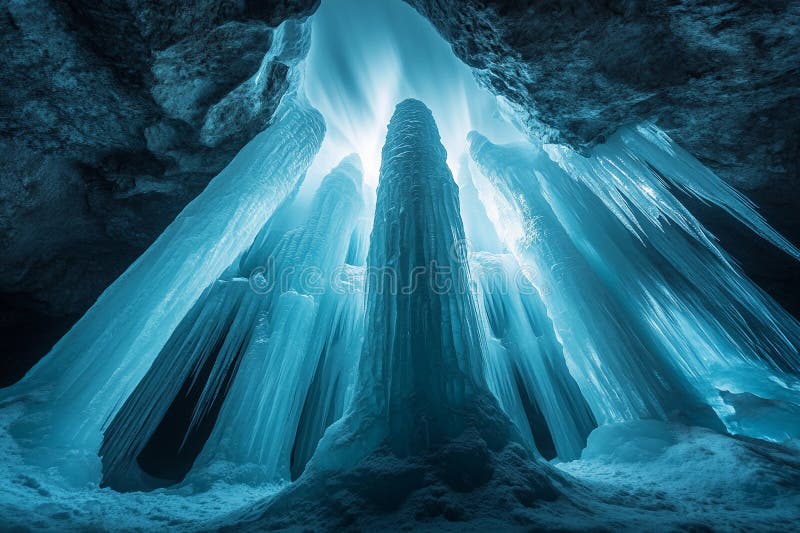 Majestic Ice Formations Illuminated by Soft Light Create an Enchanting ...