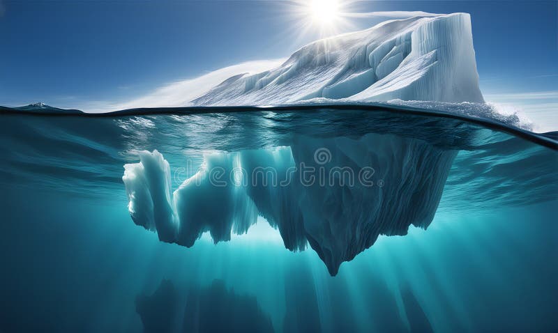 Majestic Iceberg Above And Below Waterline Stock Illustration