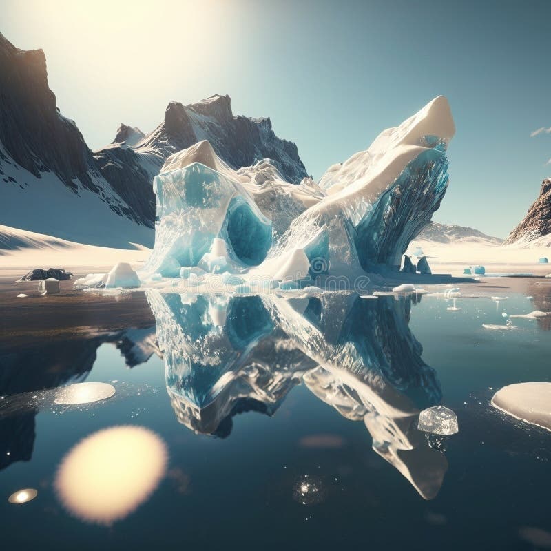 A Majestic Iceberg Floating in the Crystal Blue Waters Created with ...