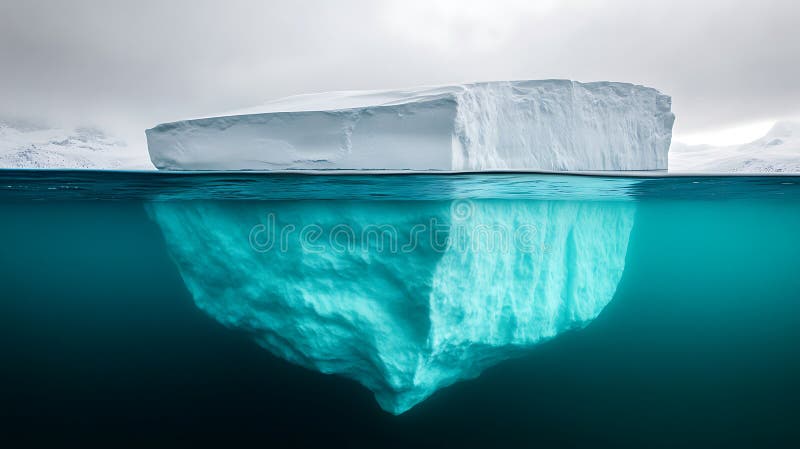 Majestic Iceberg Half Submerged in Arctic Ocean Waters Stock ...