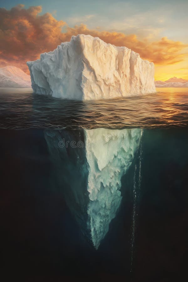 Majestic Iceberg Reflection at Sunset with Dramatic Clouds and Ocean ...