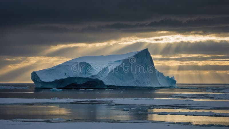 Majestic Iceberg at Sunset in Polar Seas Stock Illustration ...