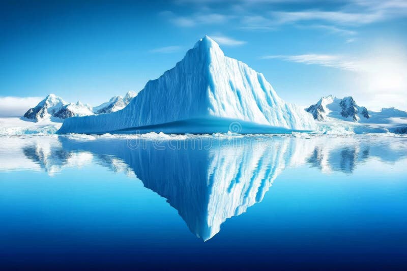 Majestic Iceberg Suspended in Arctic Waters, Its Beauty Reflected Back ...