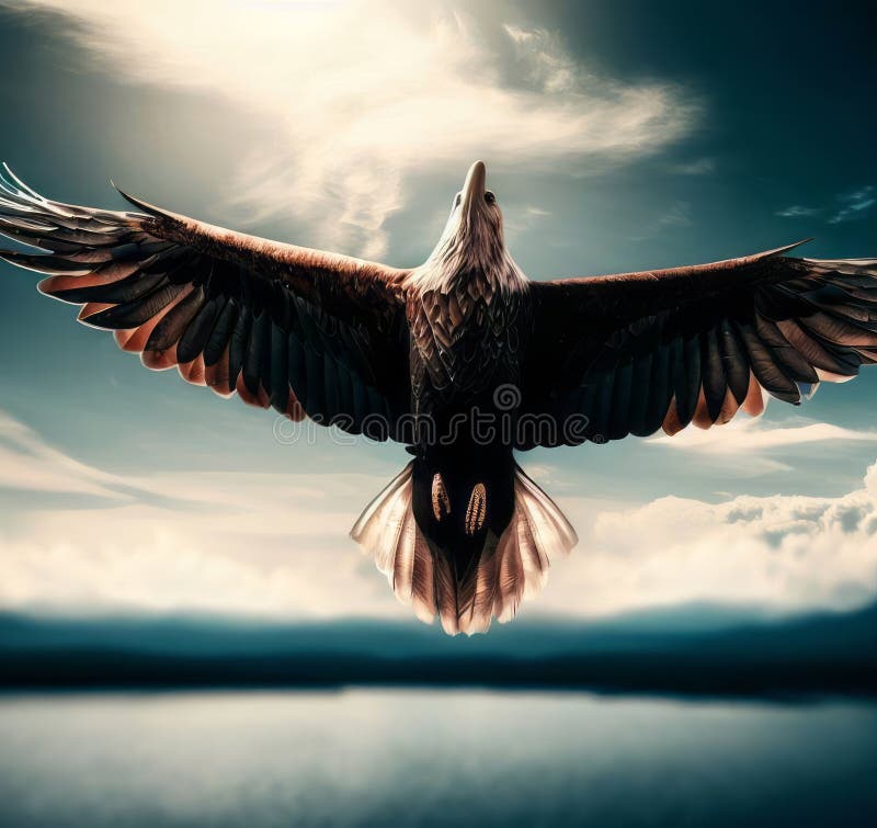 Eagle Soaring Above the Clouds Stock Illustration - Illustration of ...