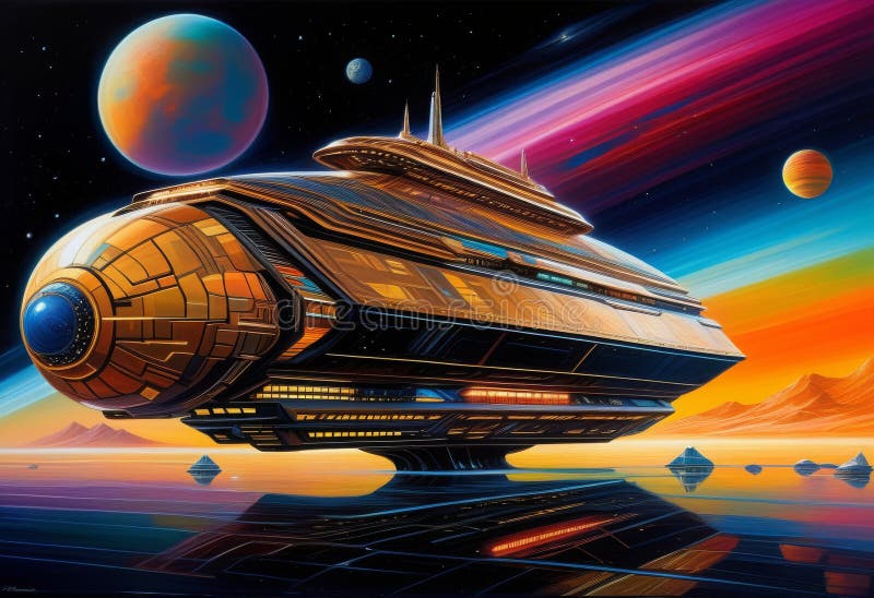 A Majestic Journey on an Opulent Interstellar Ark Stock Illustration ...