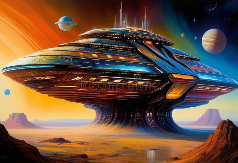 A Majestic Journey on an Opulent Interstellar Ark Stock Illustration ...