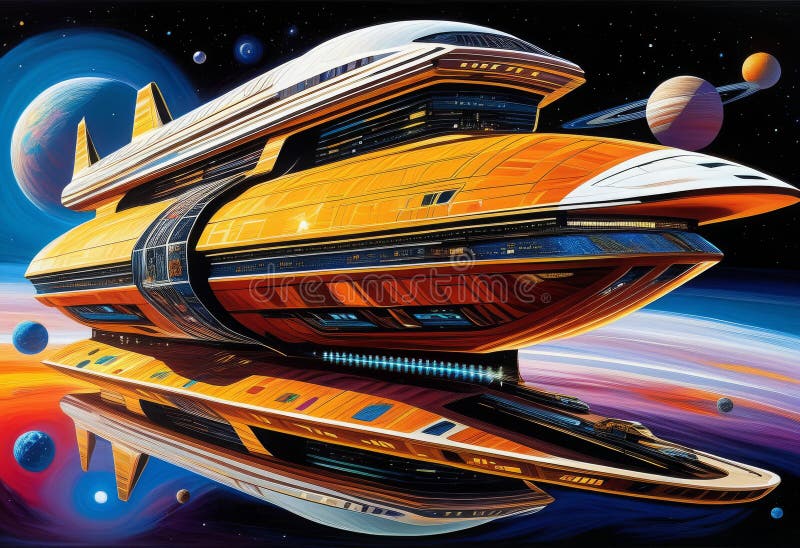 A Majestic Journey on an Opulent Interstellar Ark Stock Illustration ...