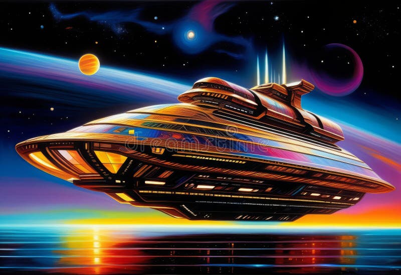 A Majestic Journey on an Opulent Interstellar Ark Stock Illustration ...